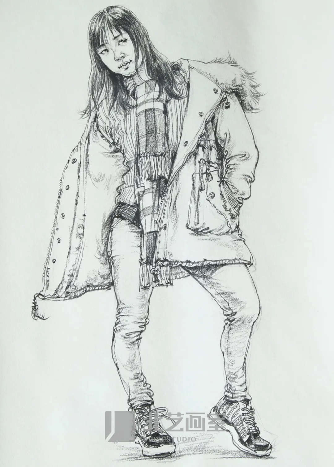 人物速写图片_人物速写超清临摹图 - 武汉北艺画室